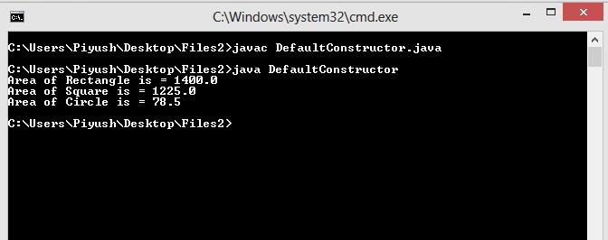 Default Constructors : Output