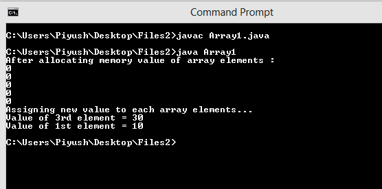 Arrays In Java : Output